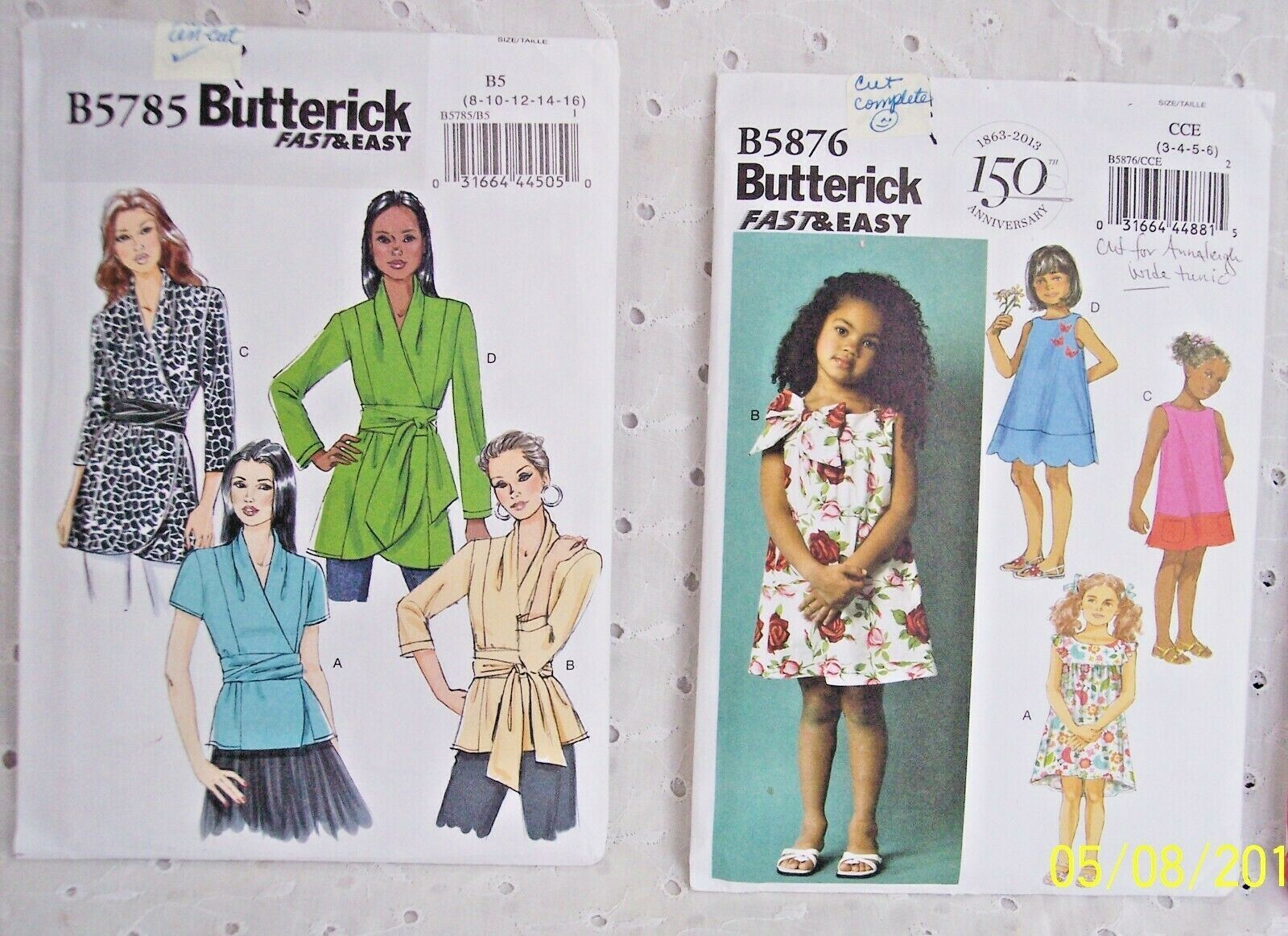 BUTTERICK PATTERNS #B5785 NEW OR #B5876 CUT COMPLETE - U CHOOSE | eBay