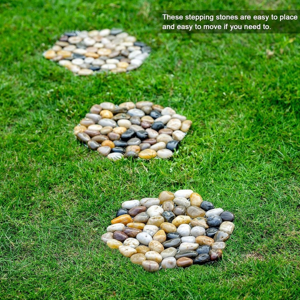STEPPING STONES River Rock Pavers Pebbles for Garden Hexagon Set of 6 ...