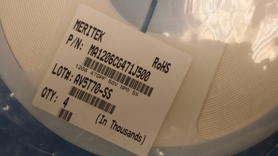 (100 PCS) MA1206CG471J500 MERITEK CERAMIC CAPACITOR 470pF 50v 5% SMD ...