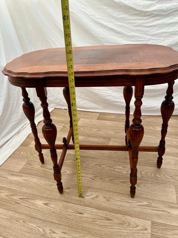 Rare Italian Victorian Parlor Table Six Legs Rectangular shape Burled ...