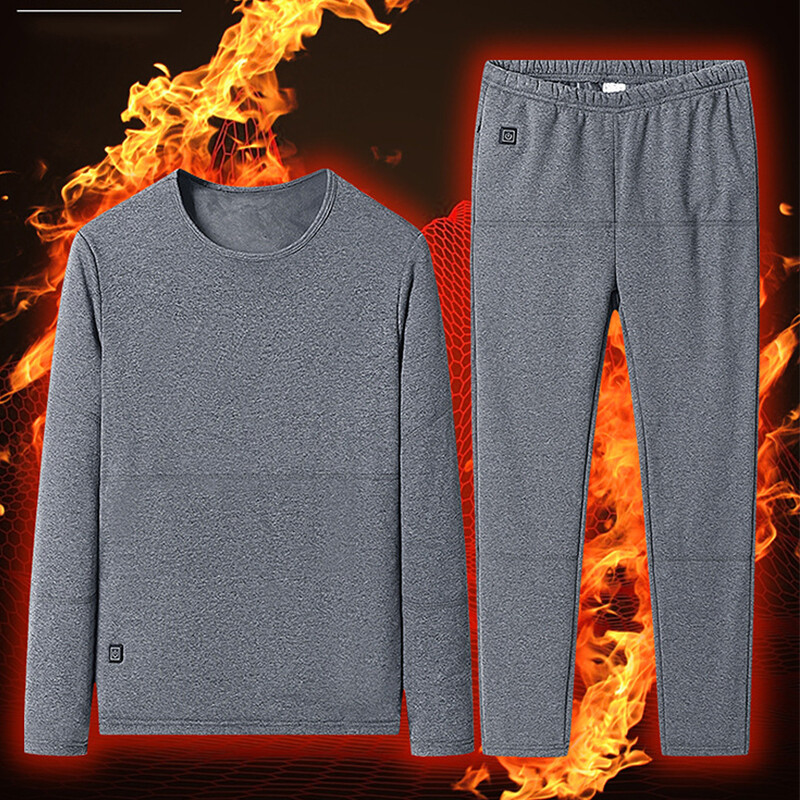 USB Electric Heated Underwear Men Woman Thermal Pyjamas Winter Long ...