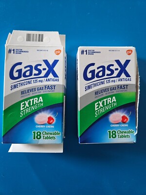 (2) NEW Gas-X Extra Strength 18 Chewable Tablets Cherry Creme Flavor ...