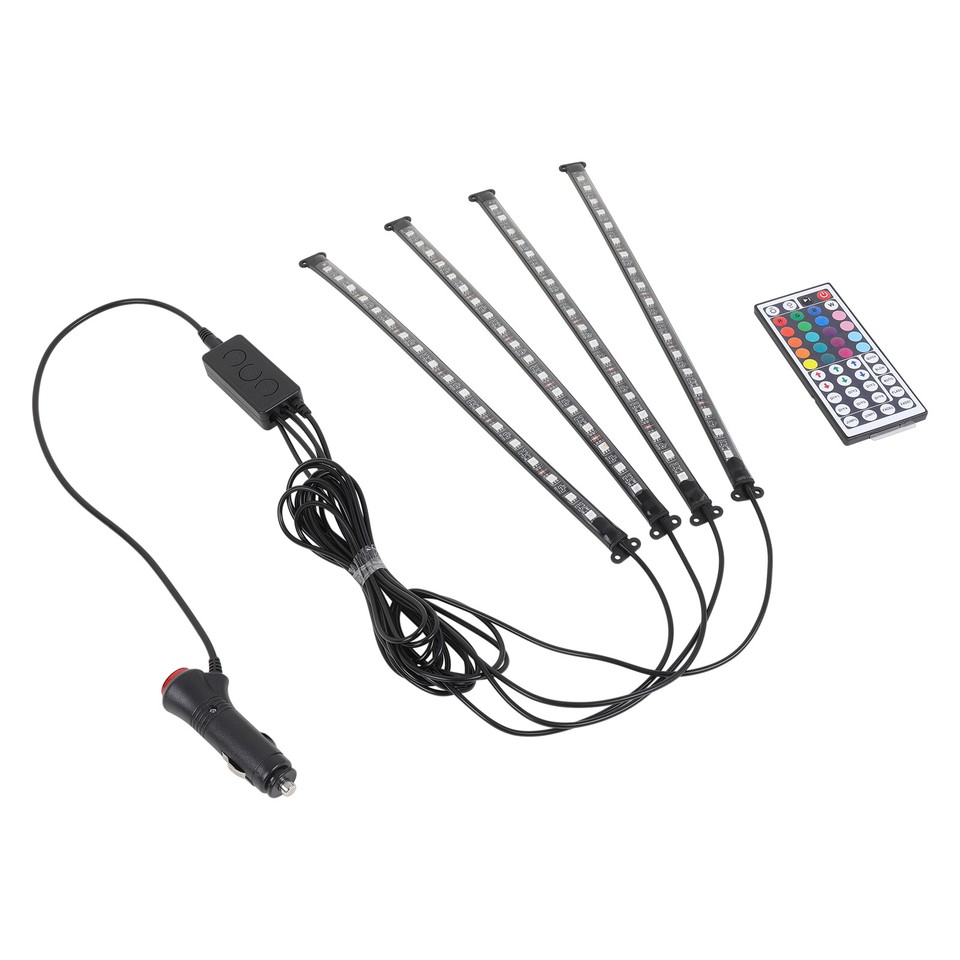 RGB LED Lights Wireless Under Dash Car Interior Atmosphere Strip Neon ...