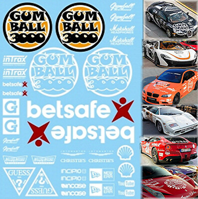 Gumball 3000 Rallye Decals weiss Street Racing white 1:18 Decal ...