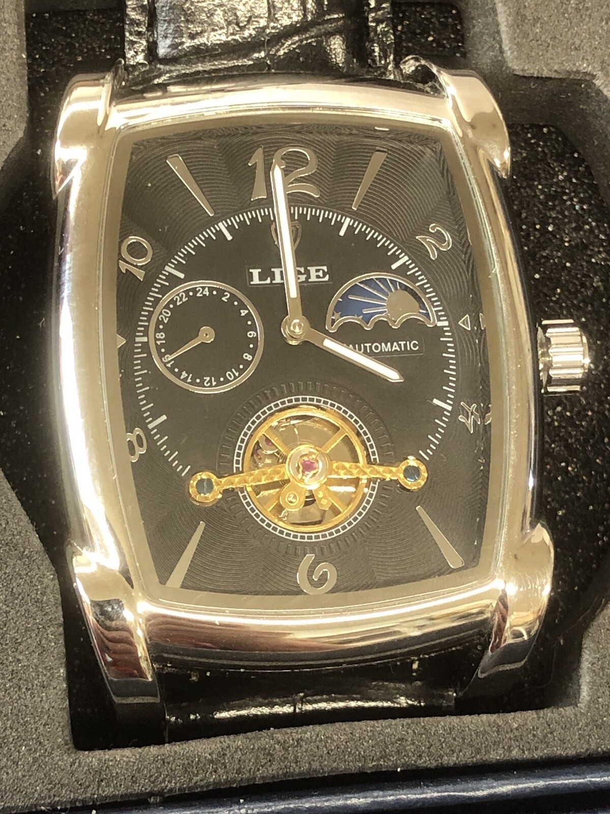 Lige Automatic Watch LG8822 Black Band & Silver for sale online | eBay