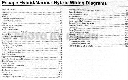 2010 Ford Escape Hybrid Mercury Mariner Hybrid Wiring Diagram Manual Electrical | eBay