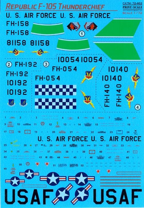Print Scale Decals 1/72 REPUBLIC F-105 THUNDERCHIEF Jet Fighter | eBay