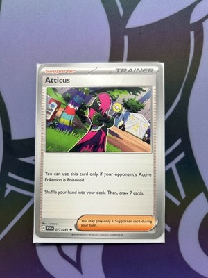 4x Atticus 077/091 - Paldean Fates - Pokemon Tcg Trainer Card Playset ...