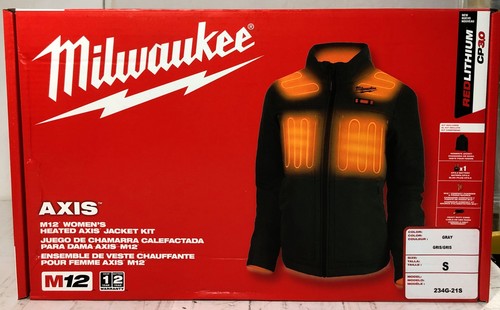 NEW Milwaukee Women's 234G-21S M12 AXIS 12V Heated Jacket KIT Gray SZ S ...