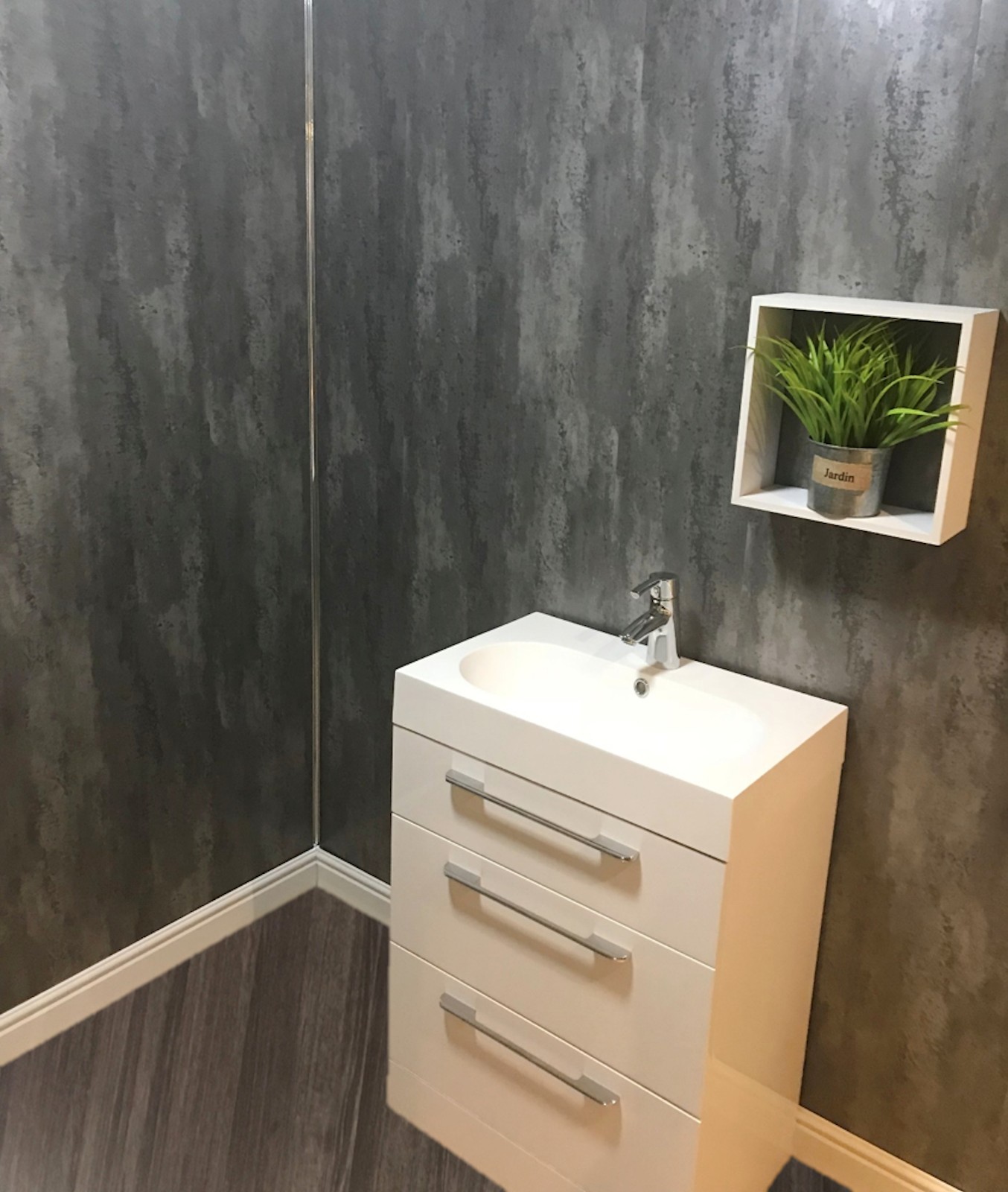 Loft Concrete Grey Bathroom Wall Panels Shower Wet Wall PVC Kitchen ...