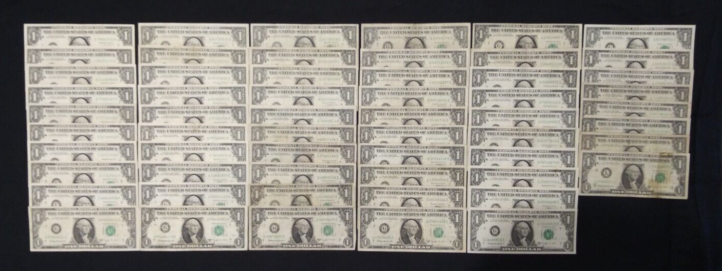 58pc Lot of 1963-B $1 "Barr Notes" Federal Reserve Notes Circulated ...