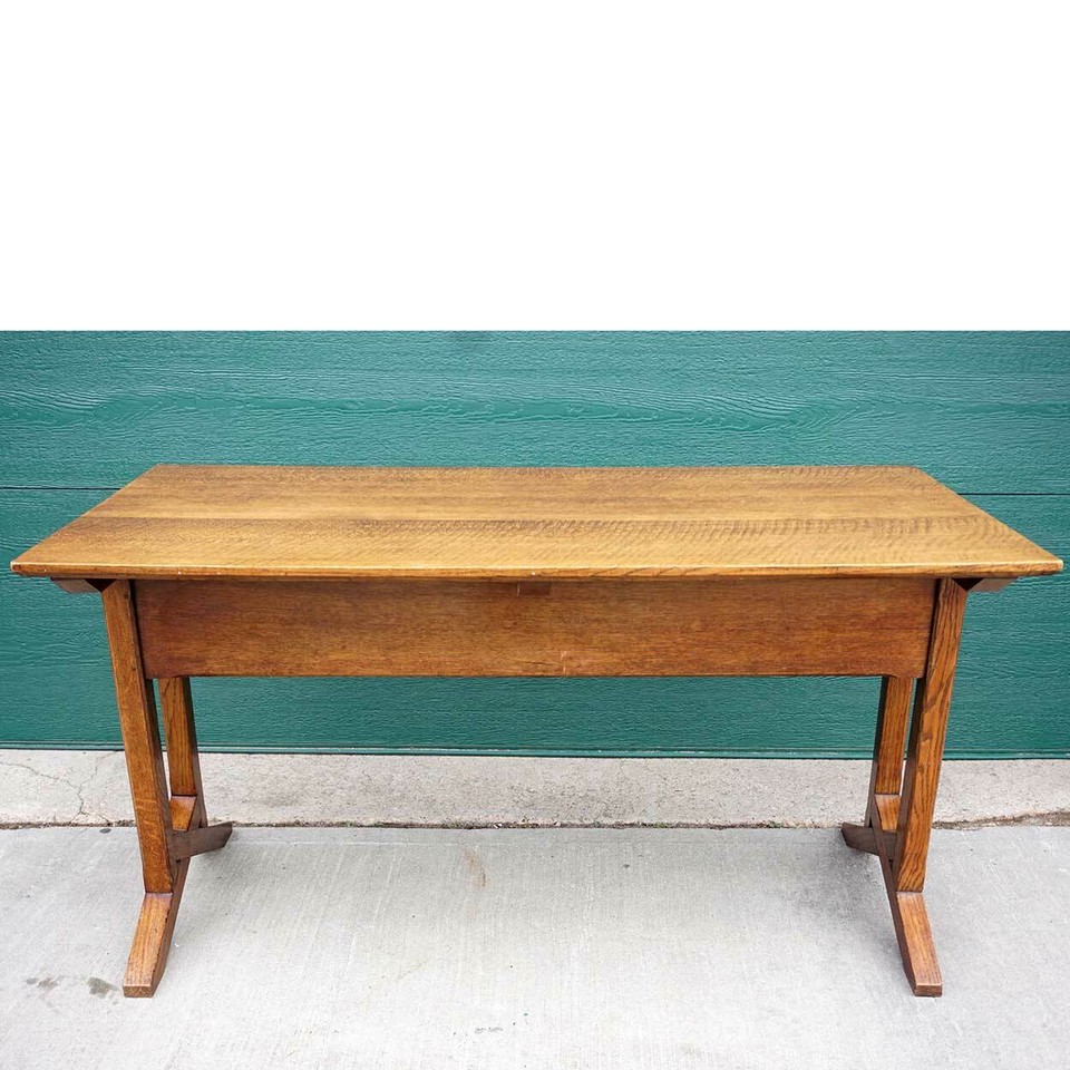 Antique Fine Antique English Arts and Crafts Solid Oak & Black Table c ...