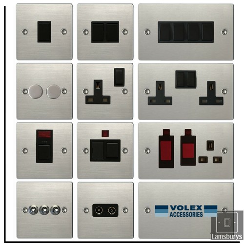 Volex Flat Brushed Stainless Steel Light Switches and Electrical ...