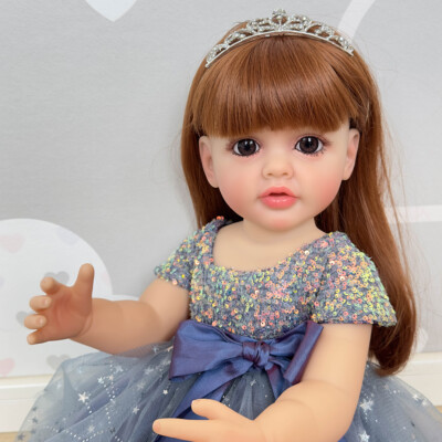 55cm Reborn Doll Cute 22 inch Girl Toddler Doll Gift Full Body Silicone ...