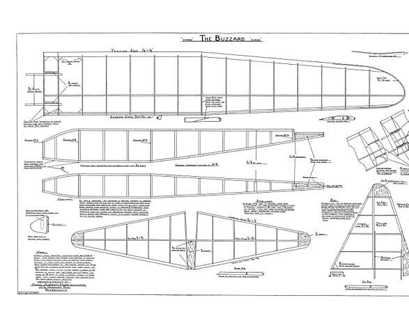 Buzzard Towline Glider 60" Wingspan RC Model Airplane Printed Plans ...