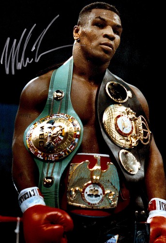 Mike Tyson Photo Print Signed Wearing all 3 Title Belts - Mult Types ...