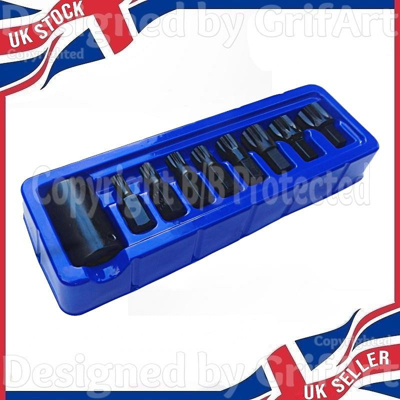 9PC METRIC 1/2" DRIVE IMPACT SPLINE BIT SOCKET SET ALLEN KEY M6 - M18 ...