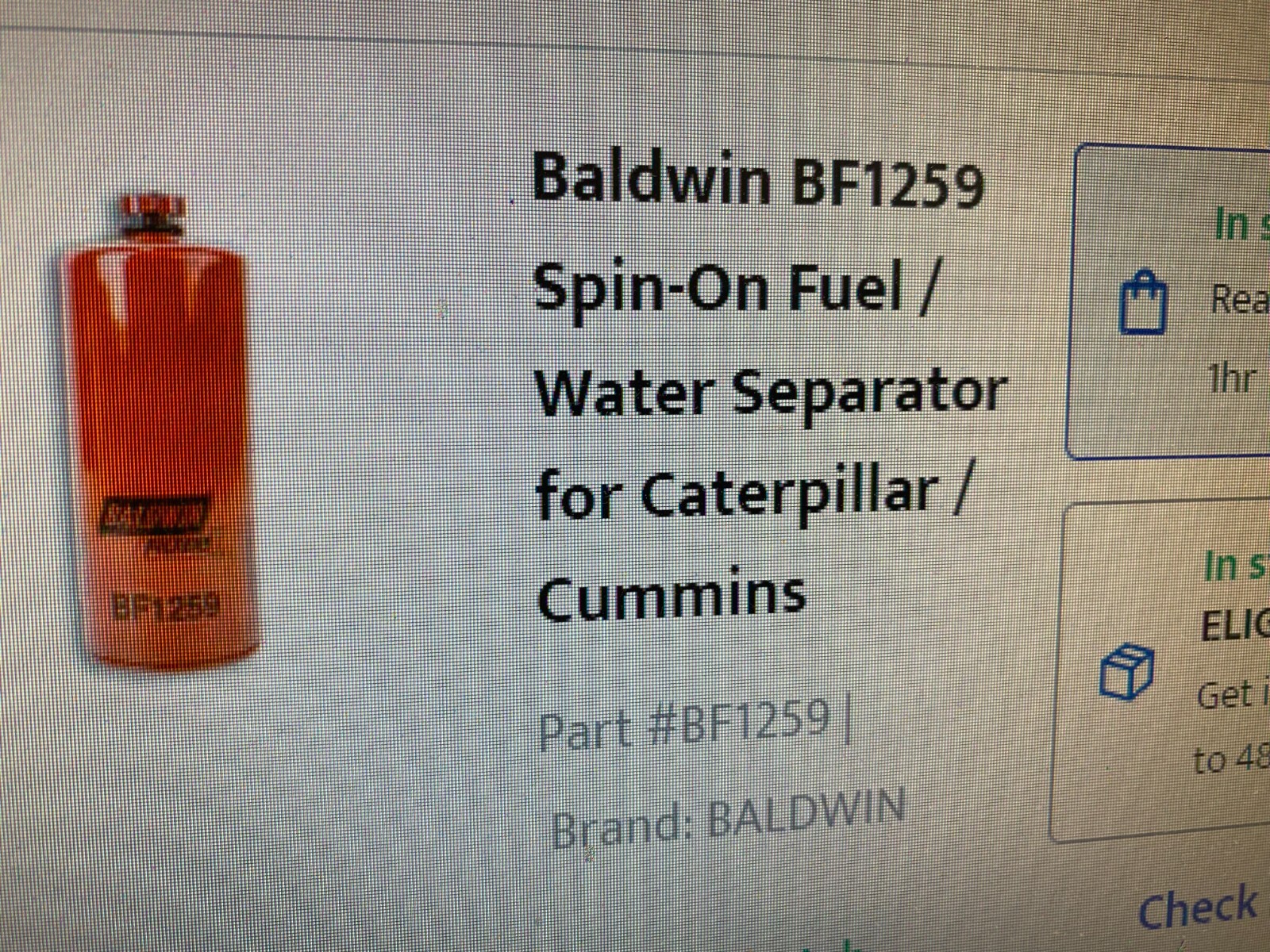 Fuel Water Separator Filter-Eng Code: M11, Cummins Baldwin Filters ...