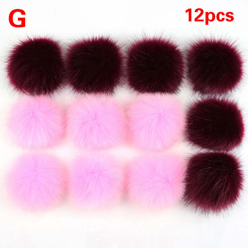 12/14pcs DIY Craft Faux Fur Fluffy Plush Ball For Hat Keychain ...