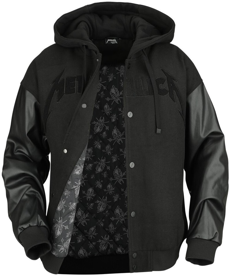 Metallica Varsity Jacket Hoodie Faux Leather Metal Rock - Ultra Rare ...