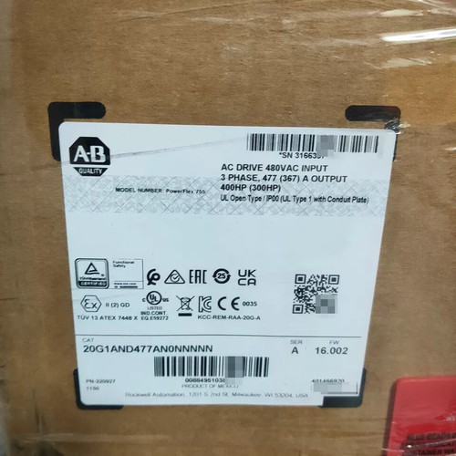 New AB 20G1AND477AN0NNNNN PowerFlex 755 VFD 400 HP 480 VAC Air Cooled ...