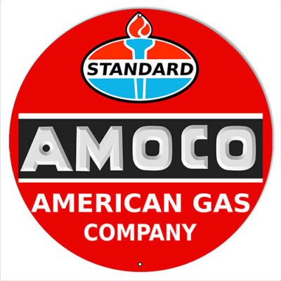 Amoco American Gas Company Metal Sign 14 Round | eBay