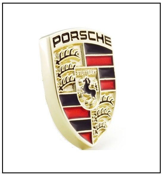 PORSCHE Emblem Tie Pin - 1/2" gold shield badge tack - luxury car ...