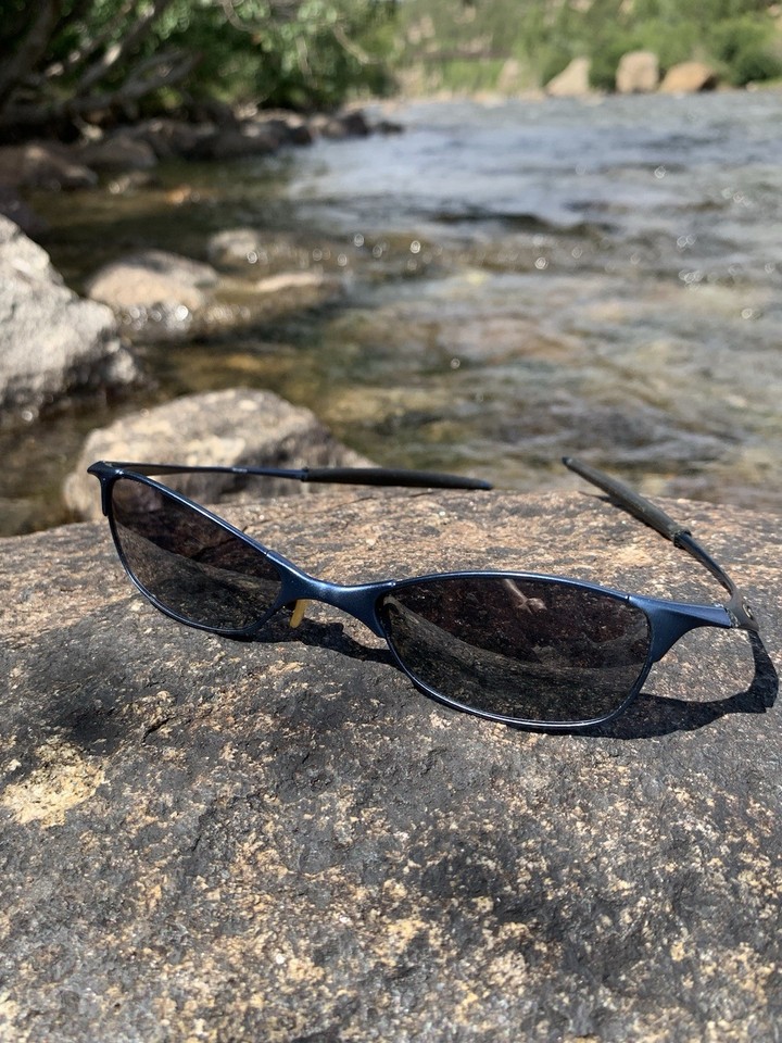 RARE OAKLEY WIRE TAP 1.0 SUNGLASSES Cobalt Blue Frames w/ Black Iridium ...