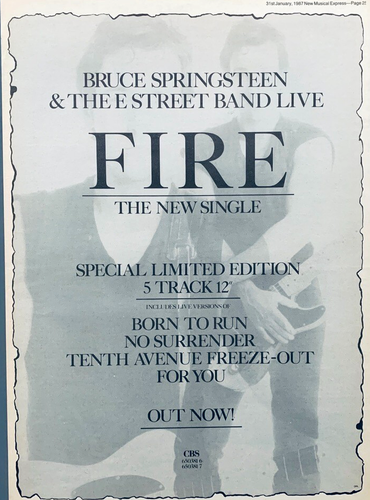 BRUCE SPRINGSTEEN vintage 1987 UK POSTER ADVERT FIRE LIVE | eBay