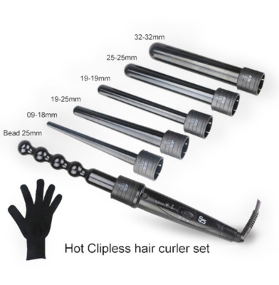 6 in 1 with 6 Interchangeable Ceramic Curling Iron Curling Wand Hair ...