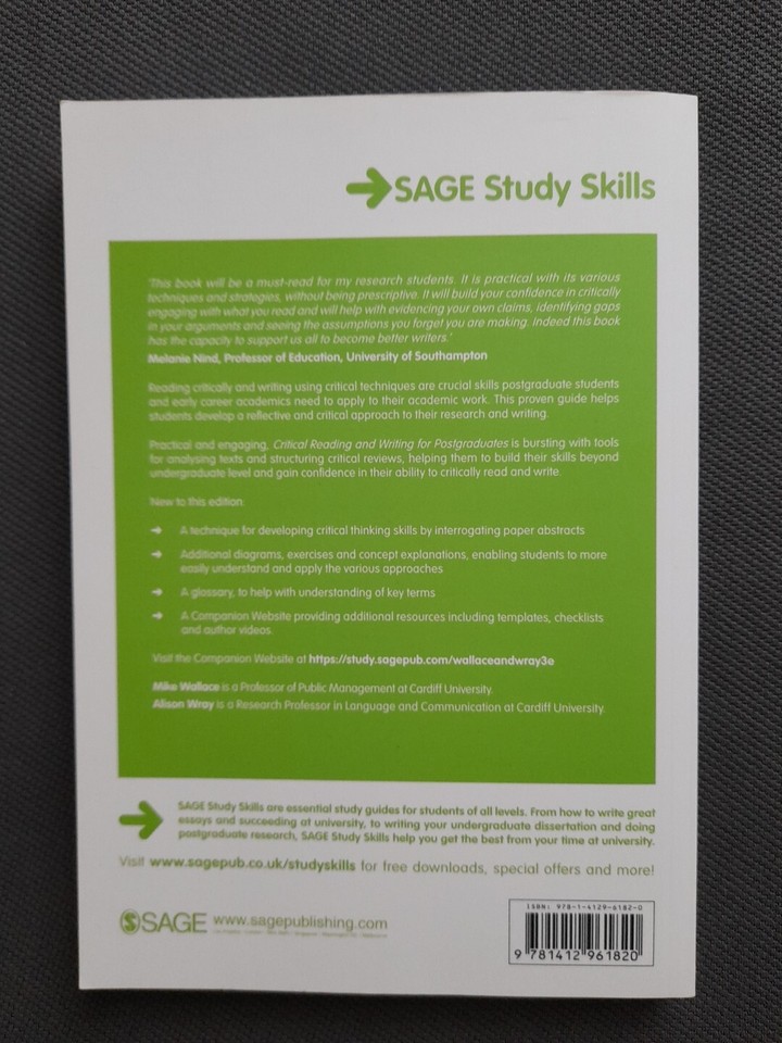 Critical Reading and Writing for Postgraduates by Alison Wray, Mike ...