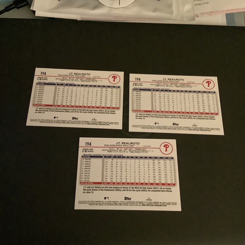 2024 Topps Series 1 - #194 J.T. Realmuto - Philadelphia Phillies (3 ...