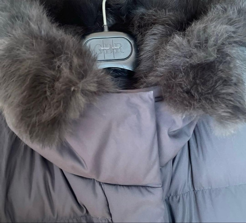 Long down coat rabbit fur black | eBay