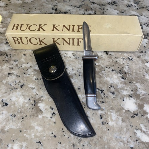 VINTAGE BUCK 116 CAPER KNIFE FIXED BLADE HUNTING KNIFE WITH LEATHER ...
