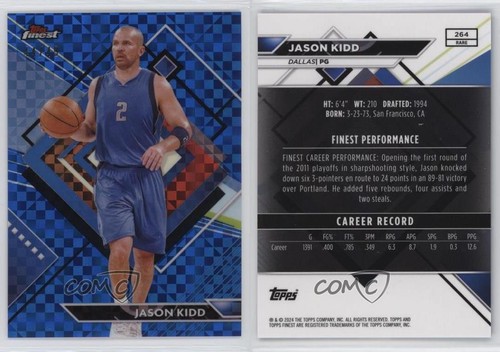 2023-24 Topps Finest Rare Blue Checkerboard Refractor 44/49 Jason Kidd ...