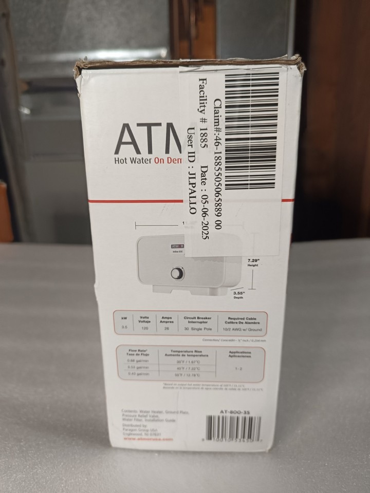 New Atmor AT-800-35 3.5kW 120V 0.5GPM Single Sink Tankless Electric ...