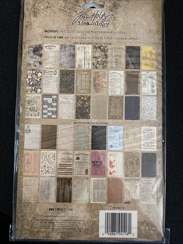 Tim Holtz New BACKDROPS Vol #2 Idea-ology 6x10 Papers 24 Double Sided ...