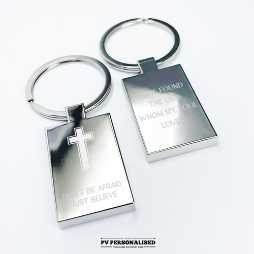 Personalised Keyring Engraved Keychain Christian Gift Religious Cross ...
