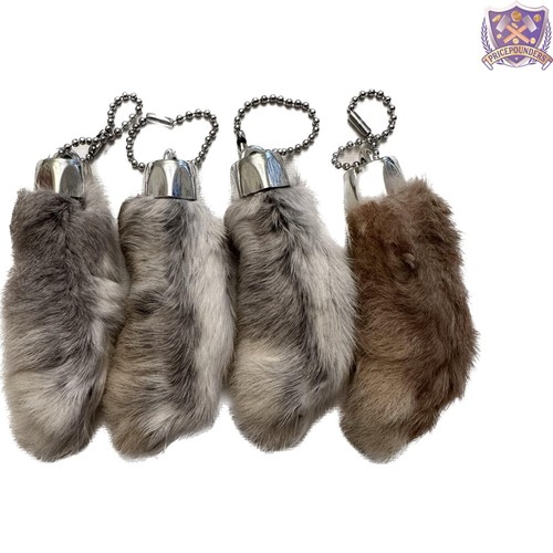 Durable Genuine Rabbit Foot Keychains - Unique Natural Variations, 4 ...