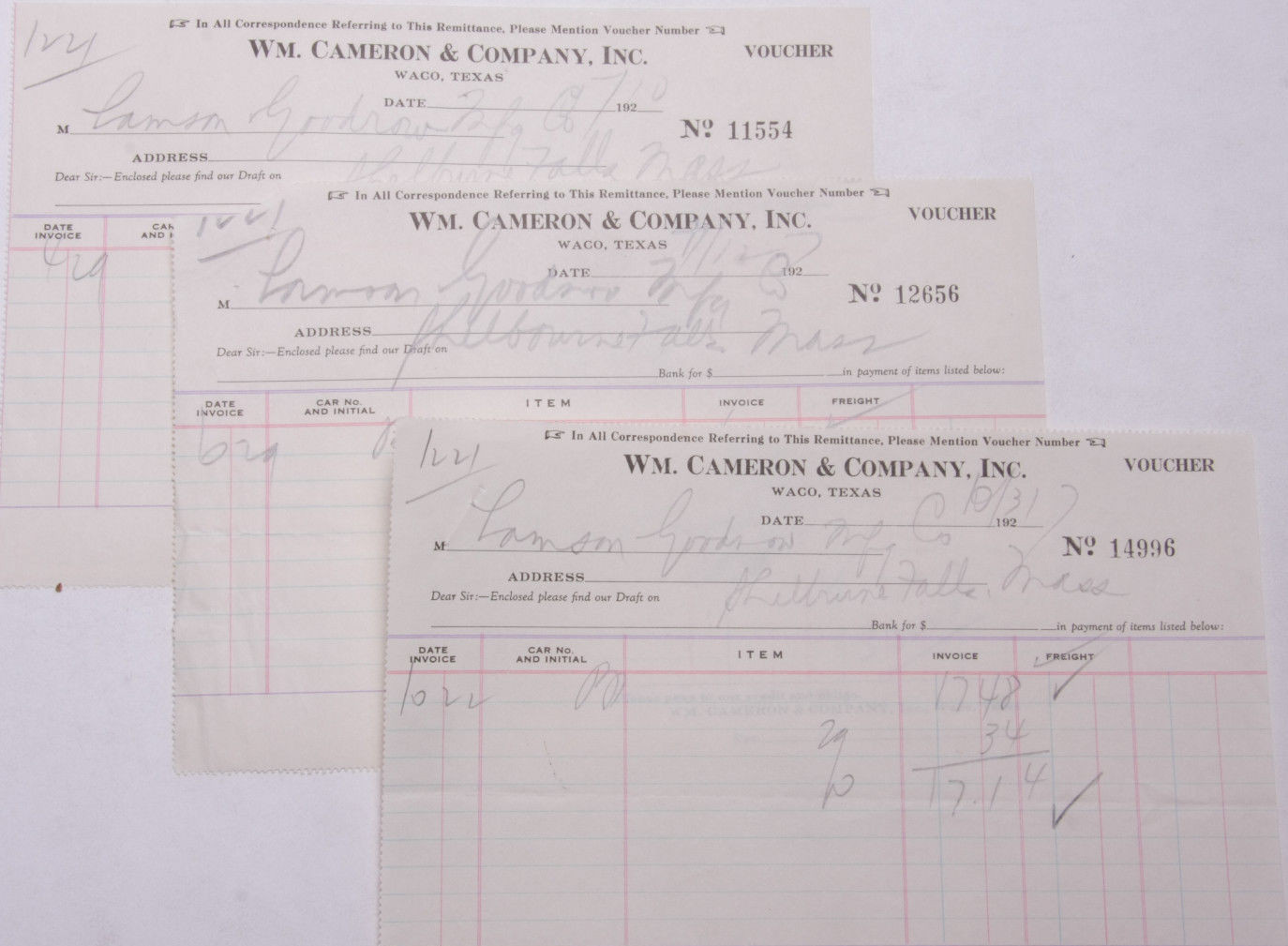1927 Lamson Goodnow WM Cameron Co Inc Waco TX Ephemera L319B | eBay