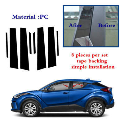 Decal Covers Door Window Trim Pillar Posts 8pc Fit For Toyota CHR C-HR ...