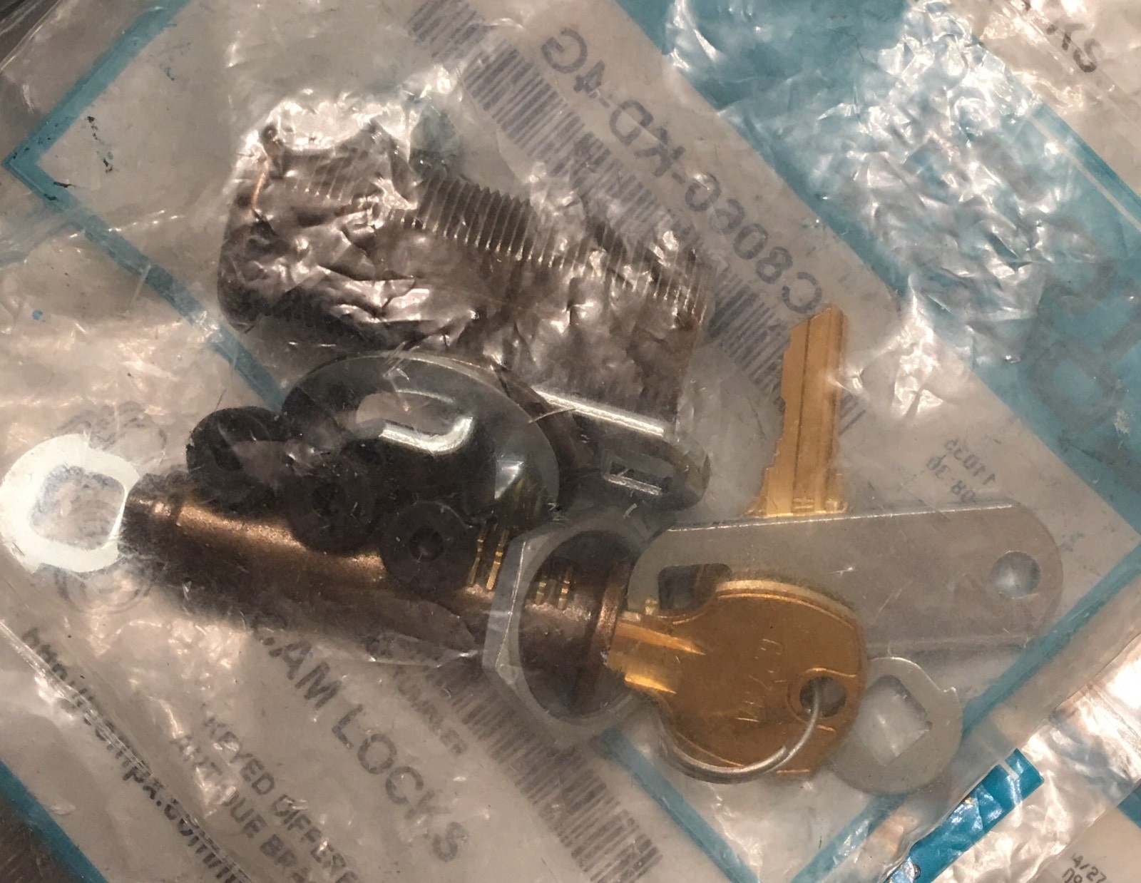 1-3/4" Long Cylinder Cabinet Lock Antique Brass, keyed differently 1 ...