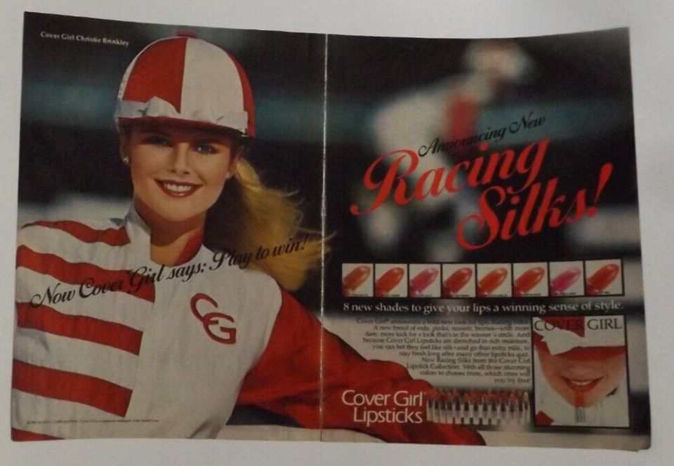 Cover girl Christie Brinkley Says Play to win, Racing Silks lipstick ...