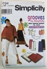 VTG `00 Simplicity 9194 Juniors JR GROOVES BOHO Top Pants Poncho Multi ...