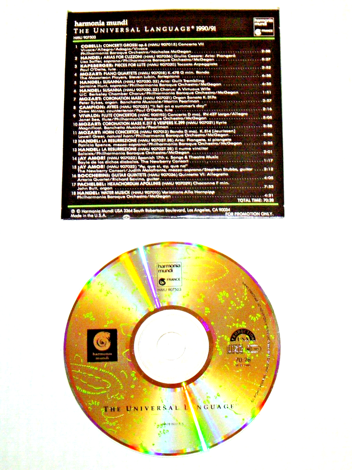 The UNIVERSAL LANGUAGE CD 1990/91 Harmonia Mundi CD HMU 907503 NEAR ...