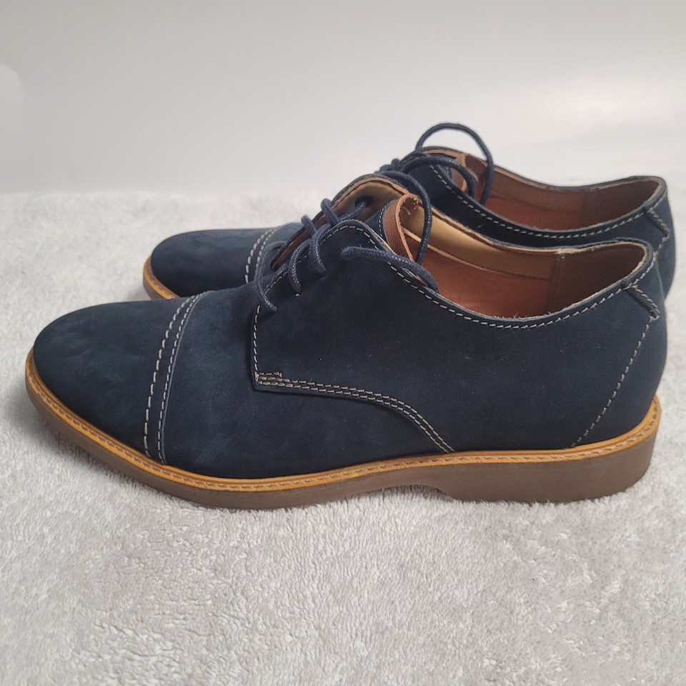 Clarks Men 8 Atticus Cap Oxford Blue Nubuck Leatherback Comfort Dress ...