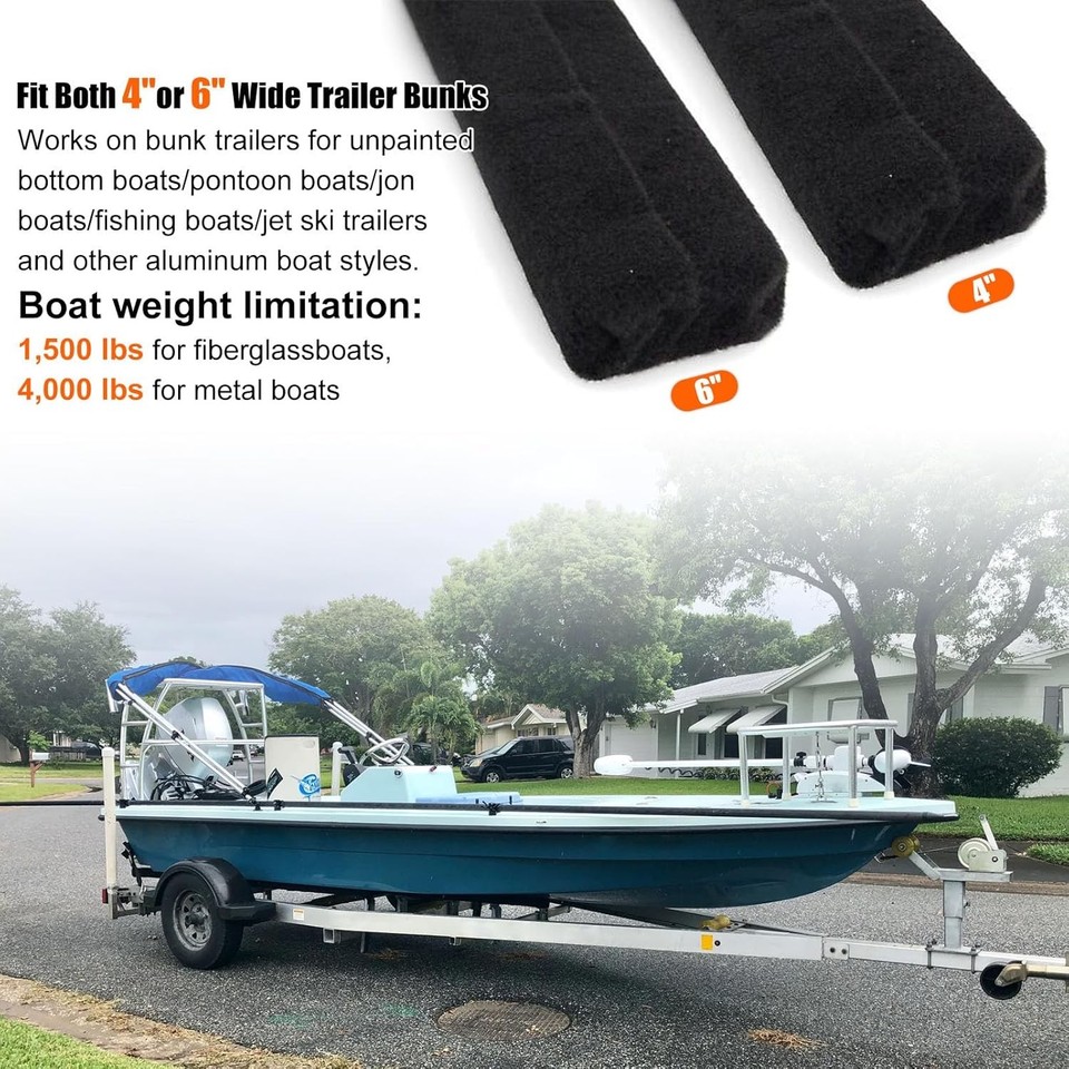 10PCS Boat Trailer Bunk Slides Kit - 8 Pads & 2 Enders, Fits 3 Silver ...