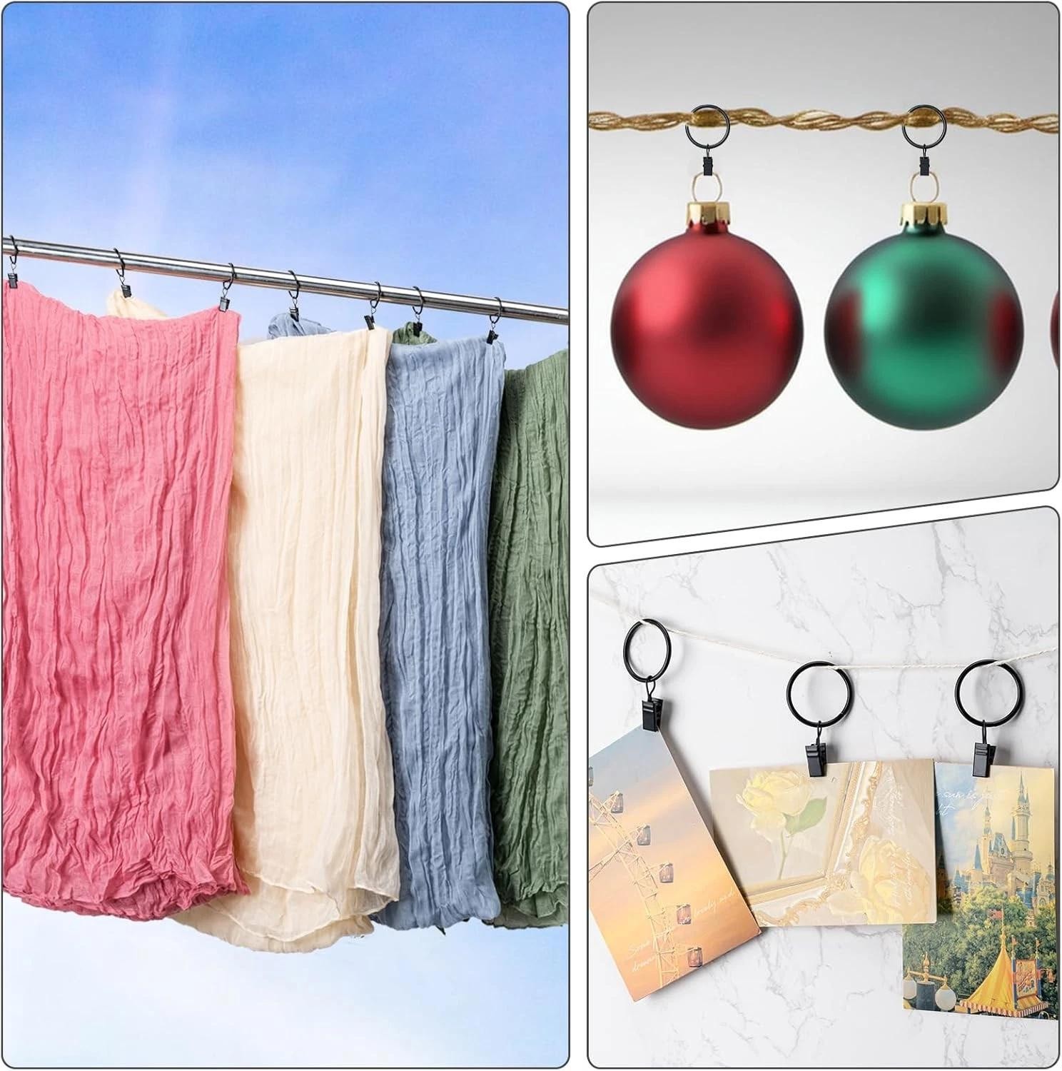 36 Pack Curtain Rings with Clips, Drapery Clips with Rings, Hangers ...