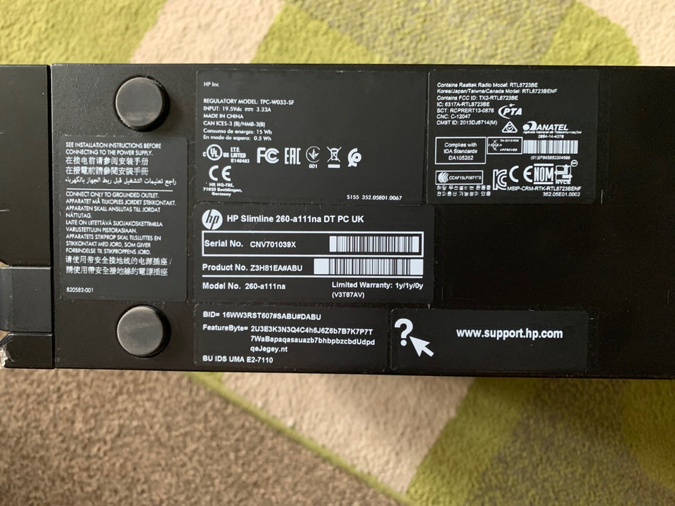 HP Desktop HP Desktop Slimline 260-a111na DTPC UK PC CPU-AMD-E2-7110 ...