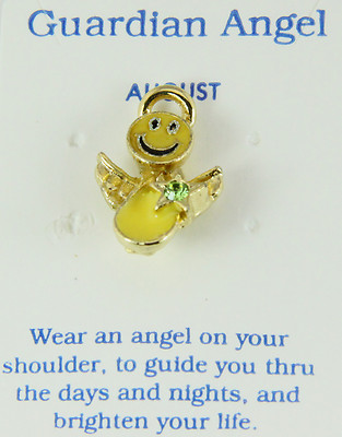 6030438 August Birthstone Smiley Face Angel Lapel Pin Brooch Tie Tack ...